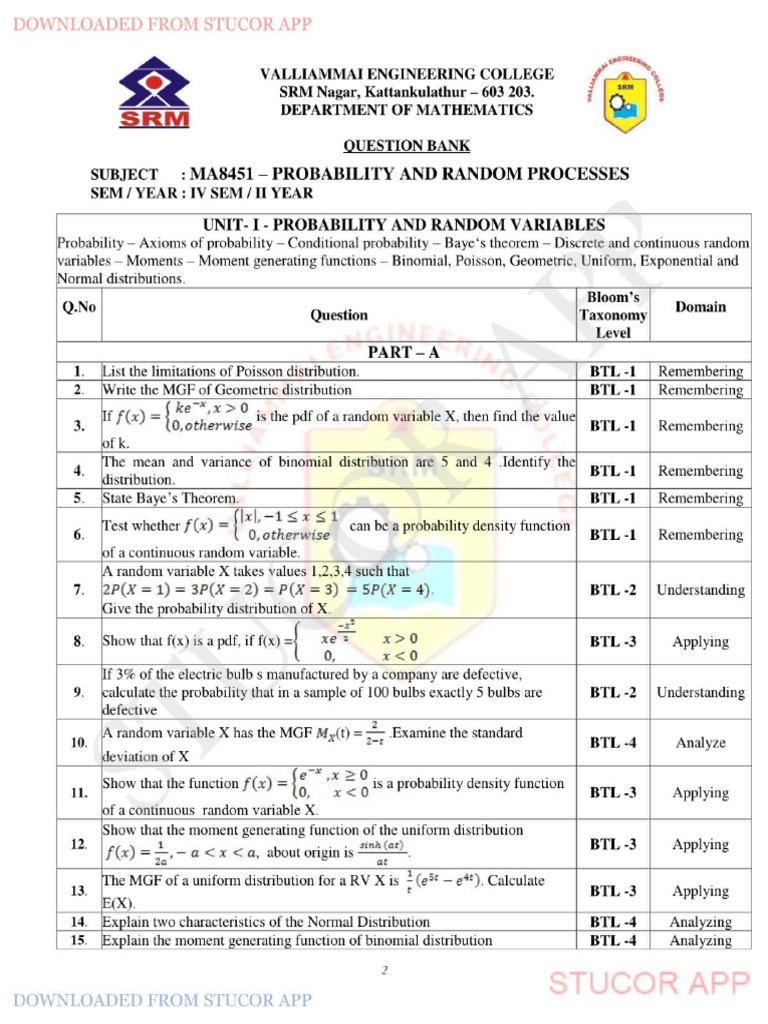 ECE | PDF | Autocorrelation | Probability Density Function