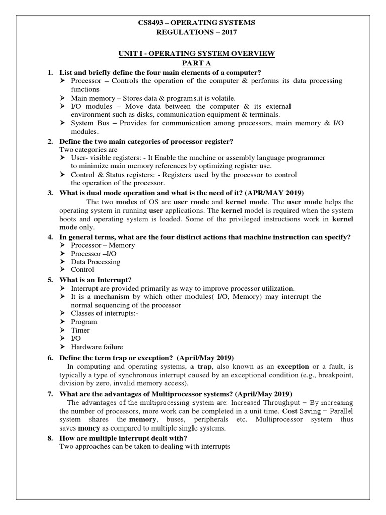 CS8493 Operating Systems Question Bank | PDF | Operating System | Booting