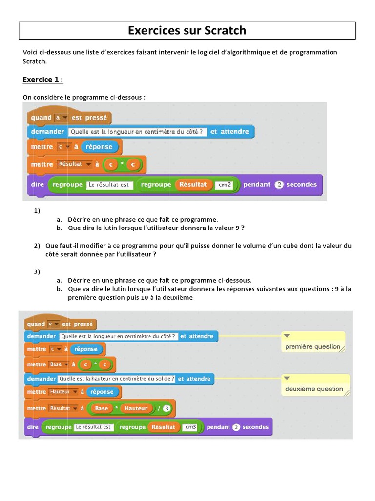 Exercices Scratch pour 6ème | PDF | Informatique