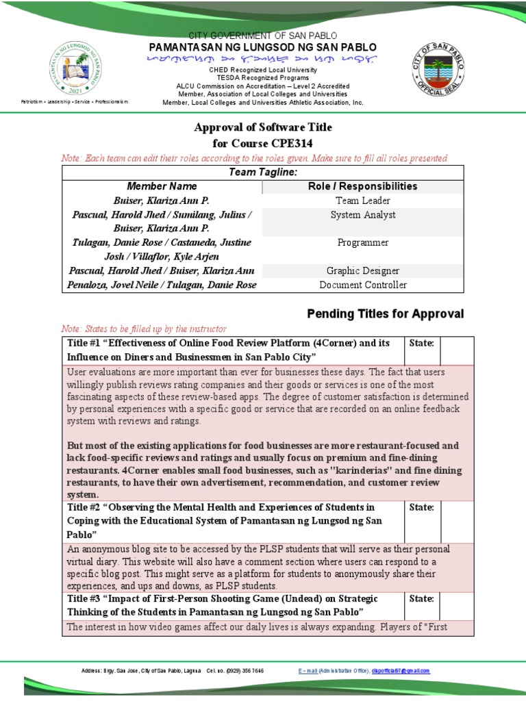 Title Approval Sheet | PDF