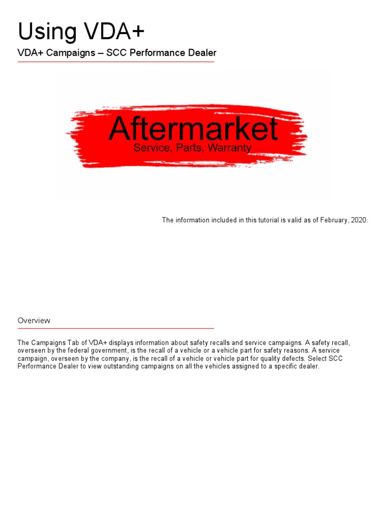 VDA Campaigns SCC Performance Dealer v2 | PDF