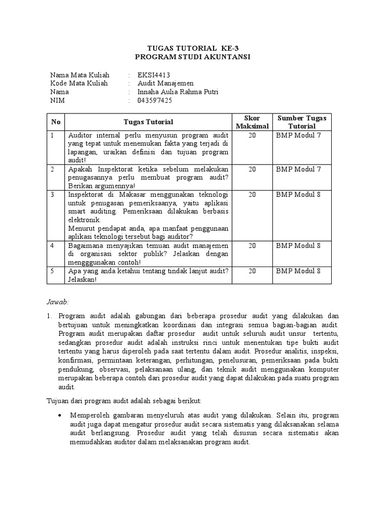 Tugas Audit Manajemen | PDF | Bisnis