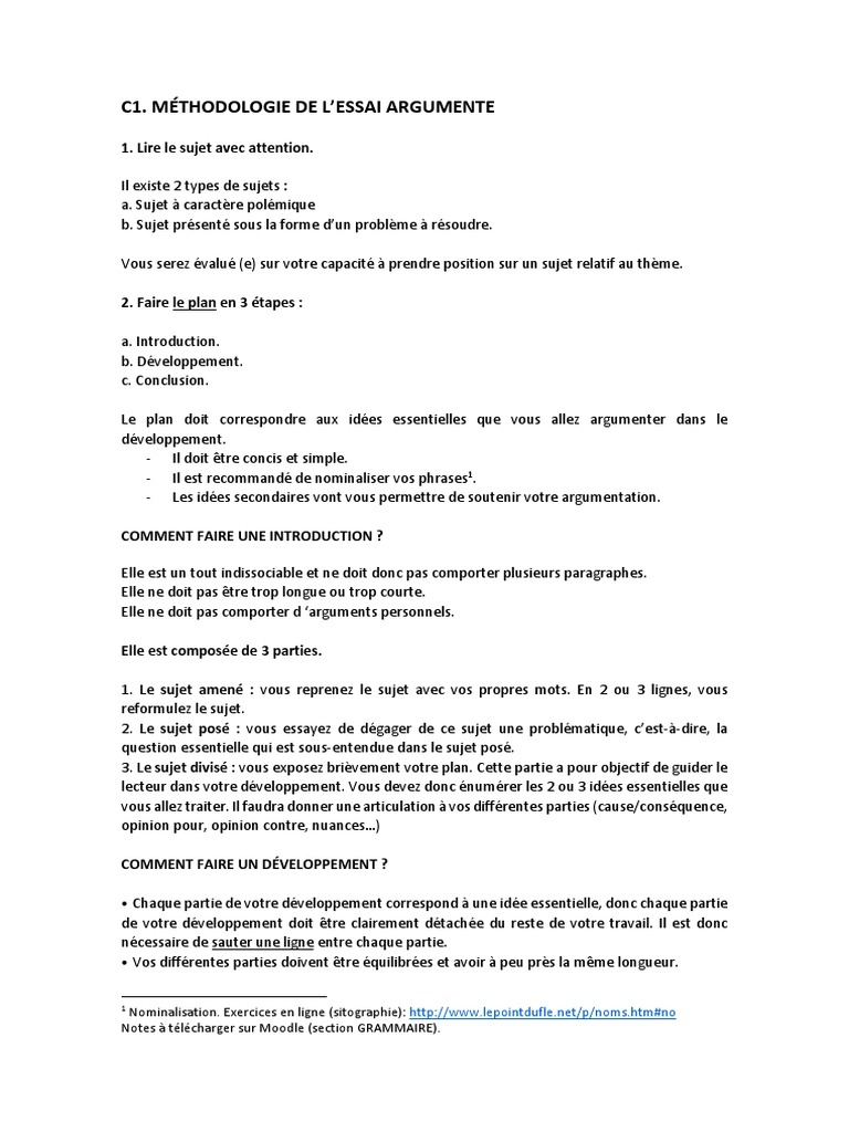 C1 M Thodologie de L Essai Argument | PDF | Évolution de carrière | Art