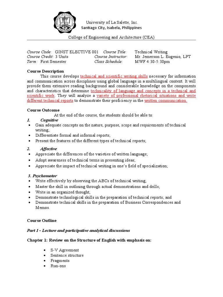 Technical Writing Course Overview | PDF | Cognition | Communication