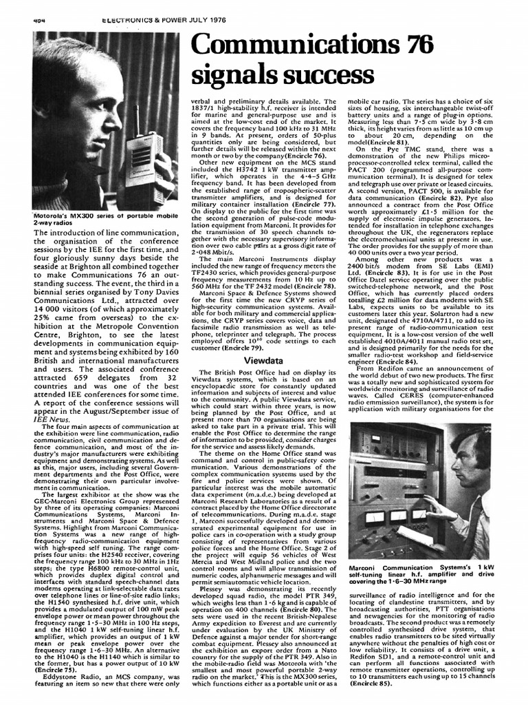 Communication 76 Signals Success | PDF | Radio | Telecommunications