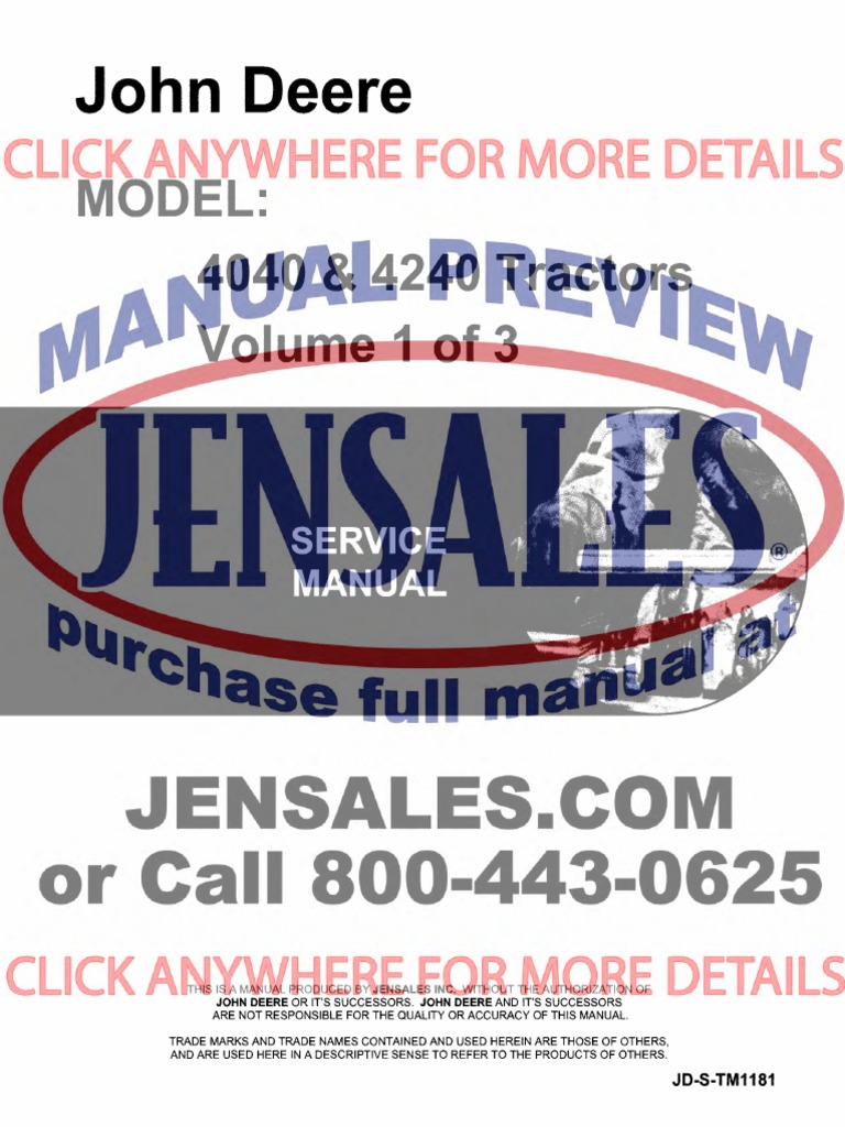 John Deere 4040 & 4240 Technical Manual | PDF | Tractor | Valve