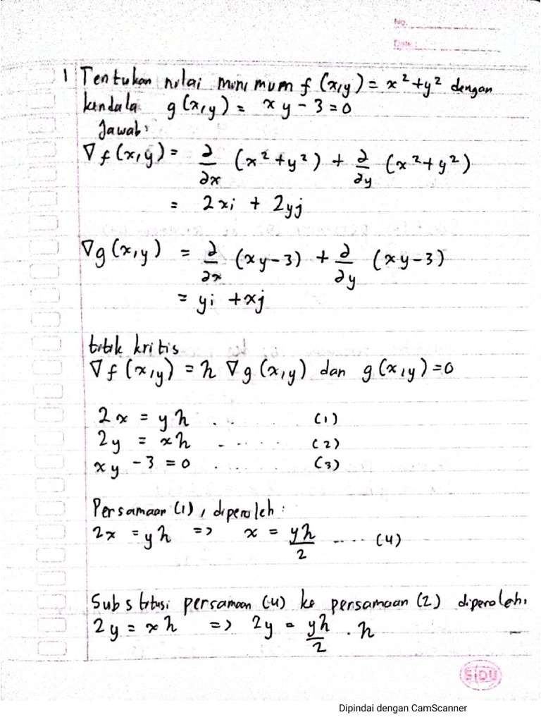 Kelas 3D - Jawaban No 1-6 Metode Lagrange | PDF
