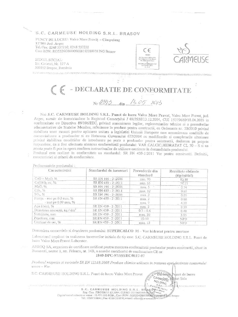Declaratie de Conformitate Var | PDF