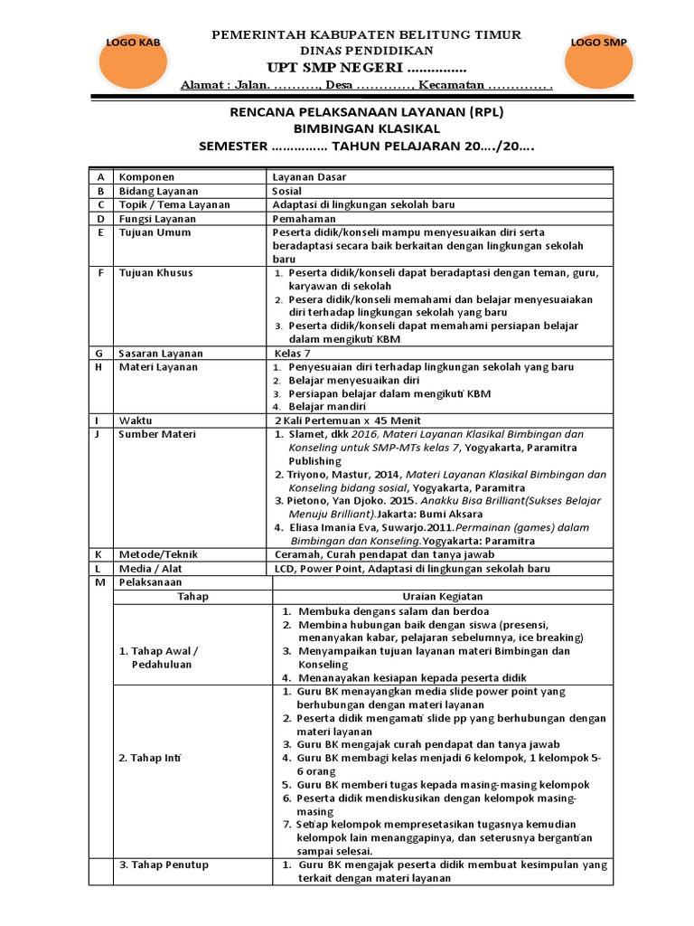 RPL Adaptasi Di Lingkungan Sekolah Baru | PDF RPL Adaptasi Di Lingkungan Sekolah Baru | PDF