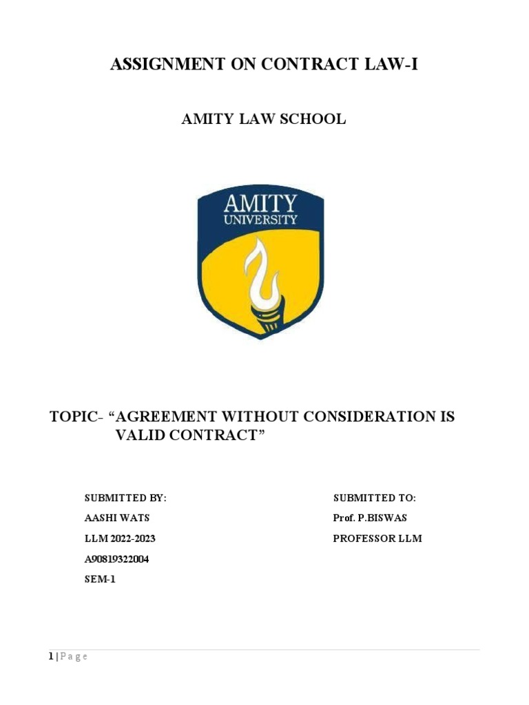 Assignment On Contract Law 1 | PDF | Consideration | Common Law