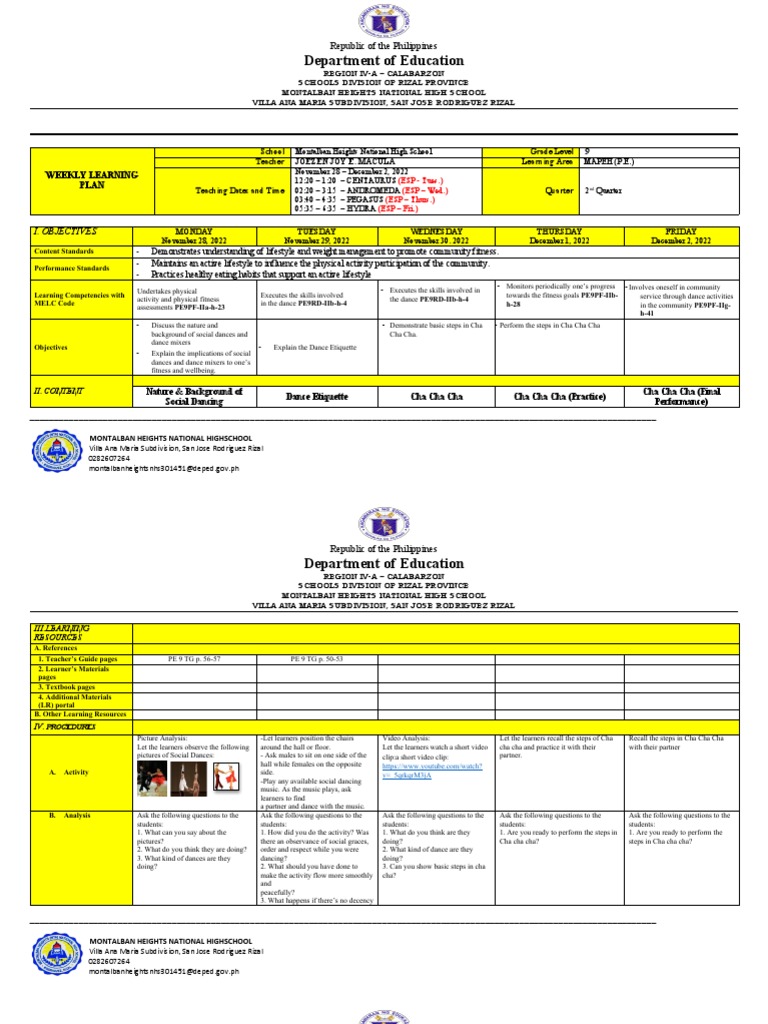 2ND QUARTER-PE-History of Social Dance | PDF | Learning | Behavior Modification