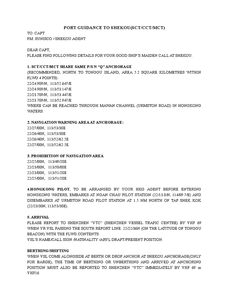 Shekou Port Entry Guide 2025 | PDF