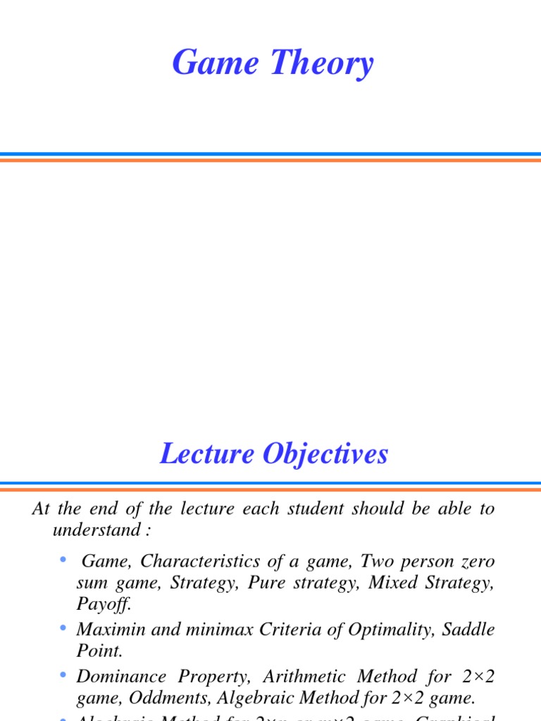 Game Theory Lecture | PDF | Quantitative Research | Gaming Game Theory Lecture | PDF | Quantitative Research | Gaming