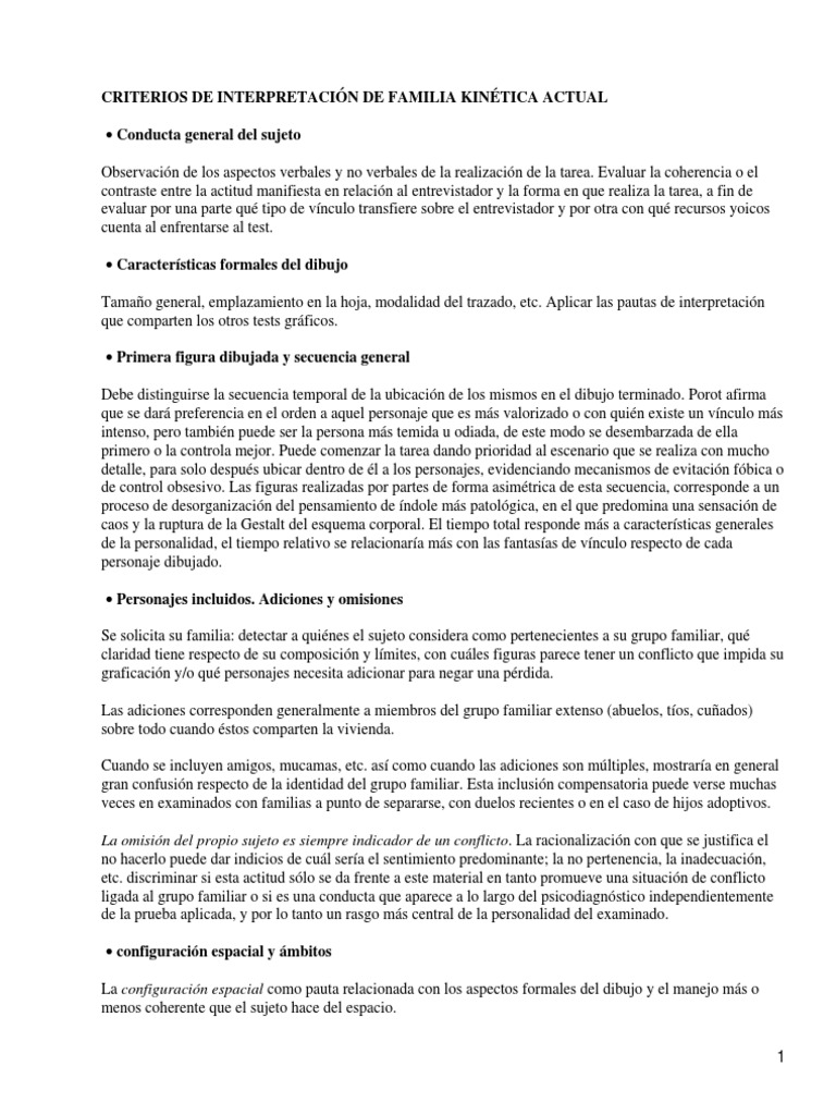 Criterios de Interpretación de Familia Kinética Actual | PDF | Adultos ...