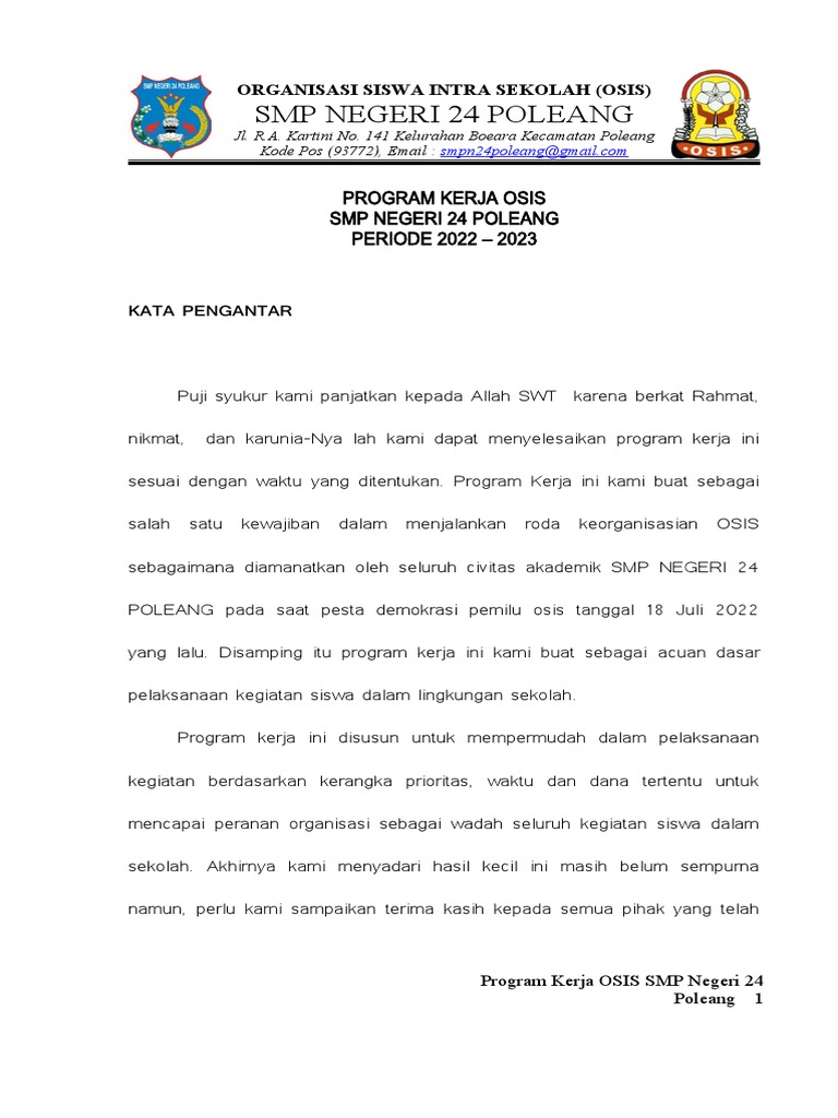 Program Kerja Osis SMP | PDF