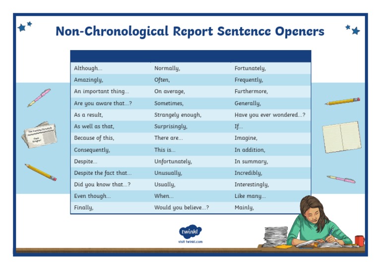T e 2551271 ks2 Non Chronological Report Sentence Openers Word Mat ...