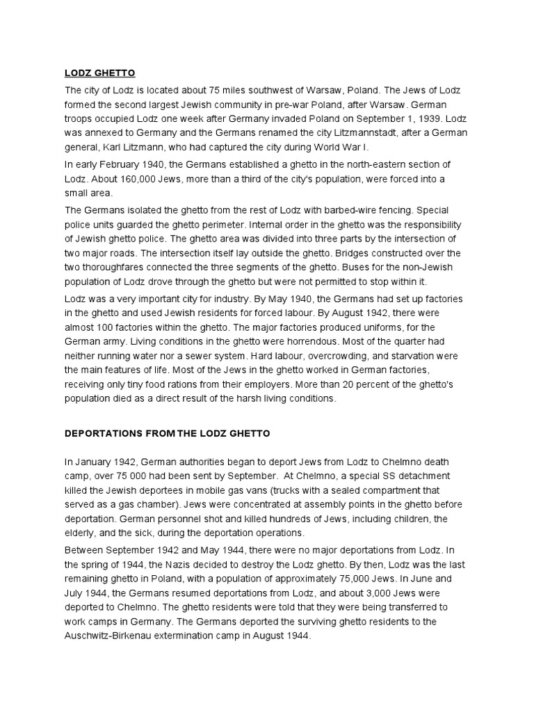 04 Lodz Ghetto Reading | PDF | Extermination Camp | World War II ...
