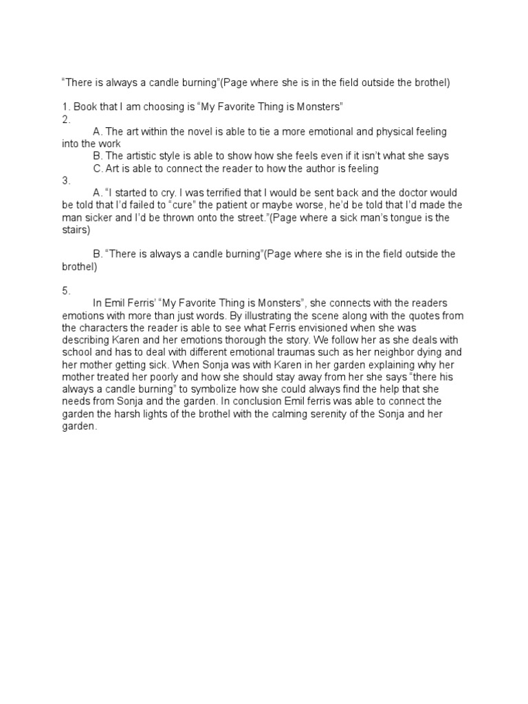 My Favorite Thing Is Monsters Analysis | PDF