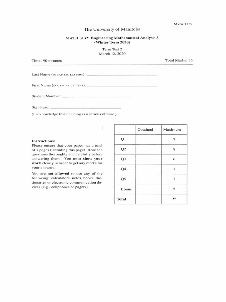 Term Test 2 Solutions | PDF