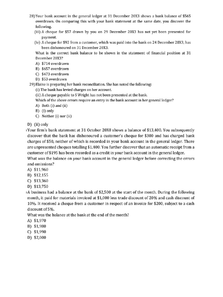 Bank Recon MCQs | PDF