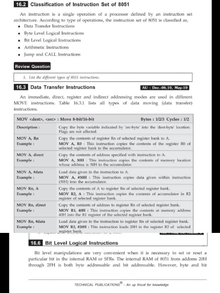 Types of 8051 Instructions | PDF