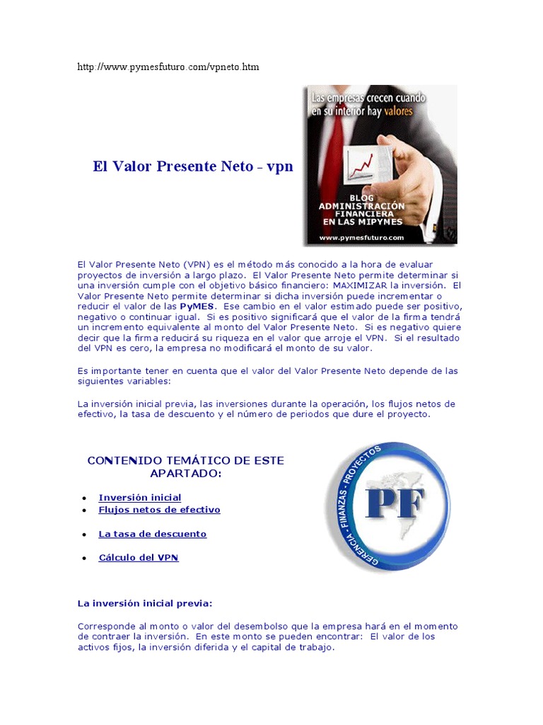 Valor Presente Neto | PDF