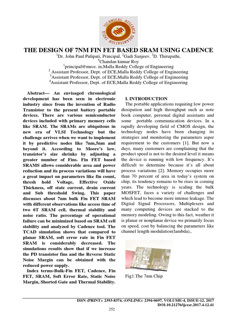 SRAM | PDF | Field Effect Transistor | Random Access Memory