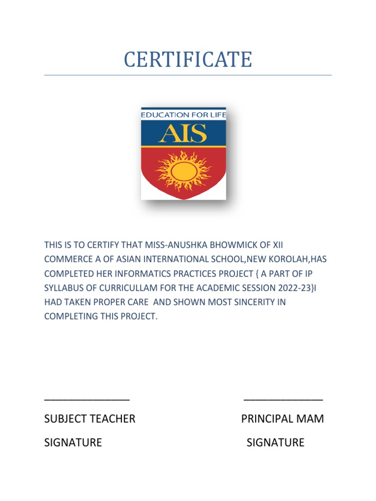 CERTIFICATE | PDF | Business | Finance & Money Management