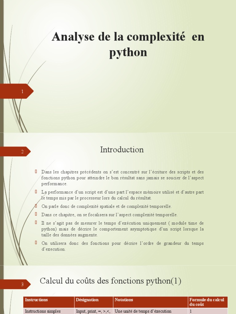 VI La Complexité en Python 2 | PDF