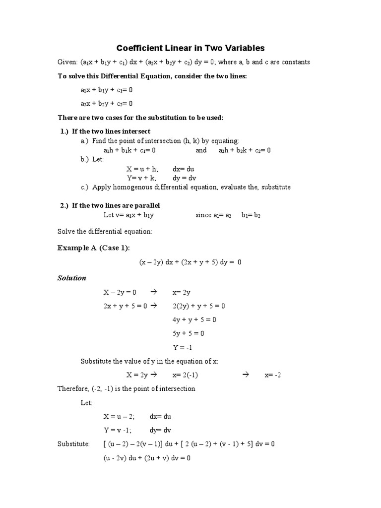 Coefficient Linear in Two Variables | PDF | Mathematics | Subtraction