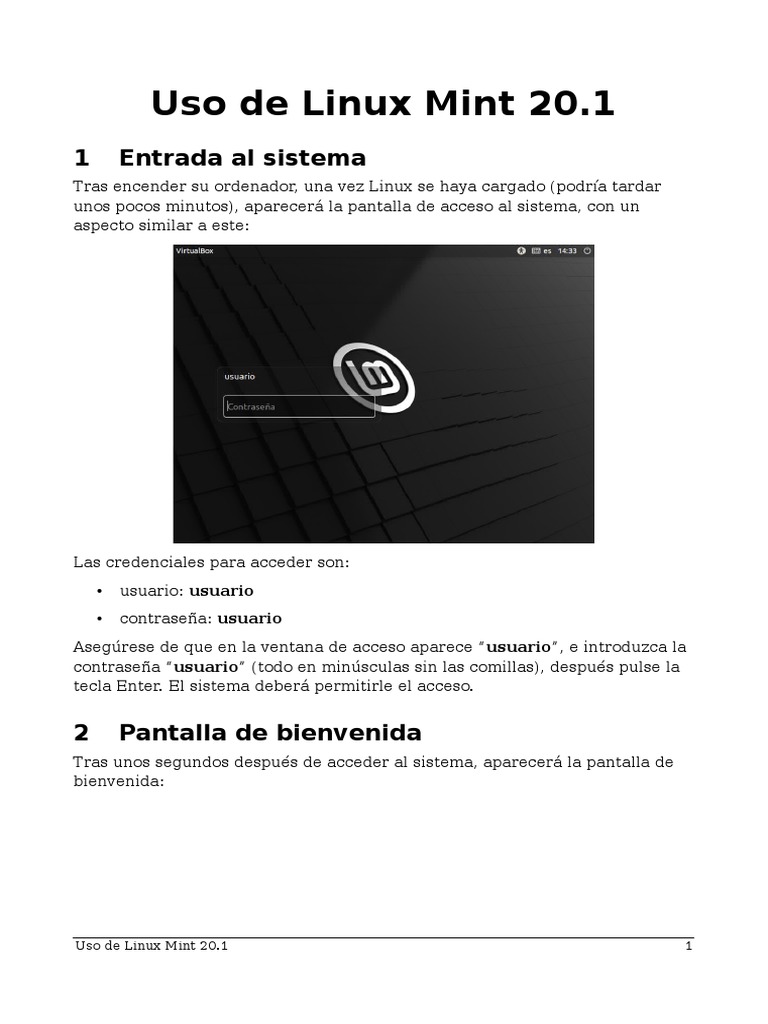 Uso de Linux Mint | PDF | Memoria USB | Ventana (informática)