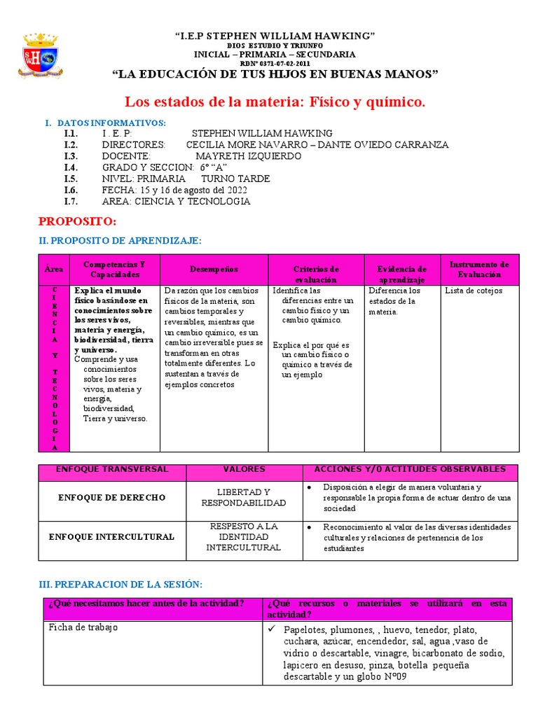 Actividades sobre Estados de la Materia | PDF | Evaluación | Importar