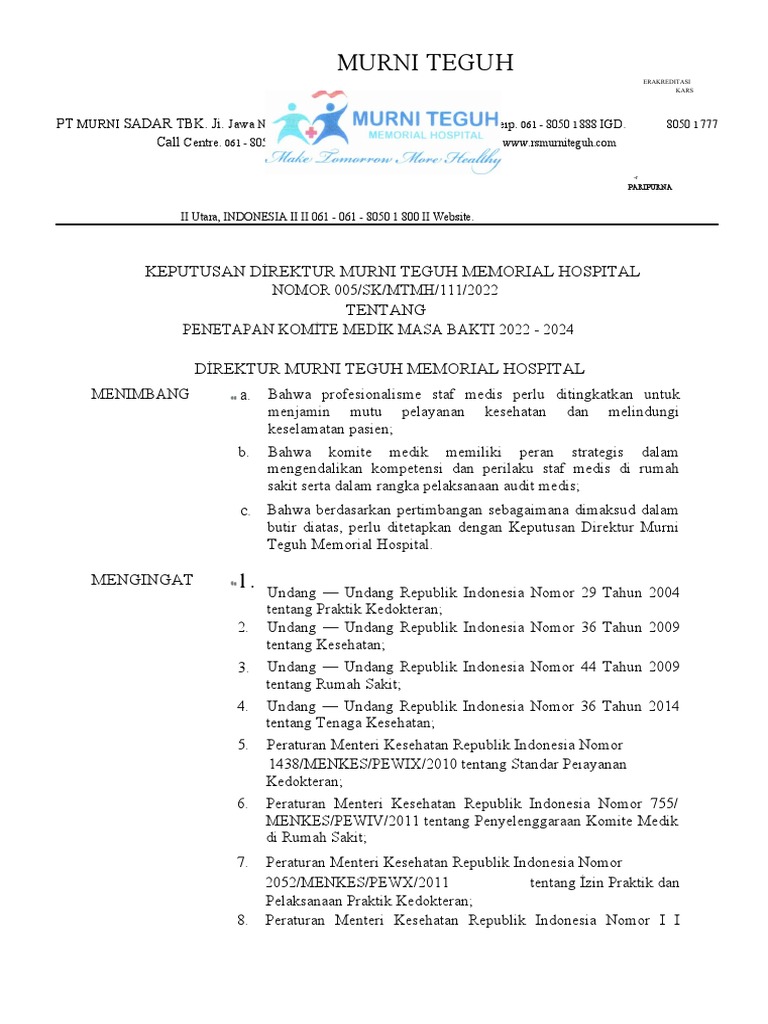 DR Peer - Contoh SK Komite - TMH - III.2022 - TENTANG - PENETAPAN ...