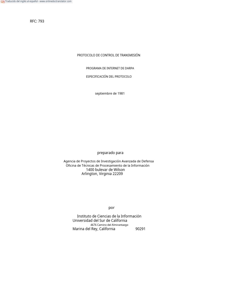 Especificación del Protocolo TCP RFC 793 | PDF | Protocolo de Control ...