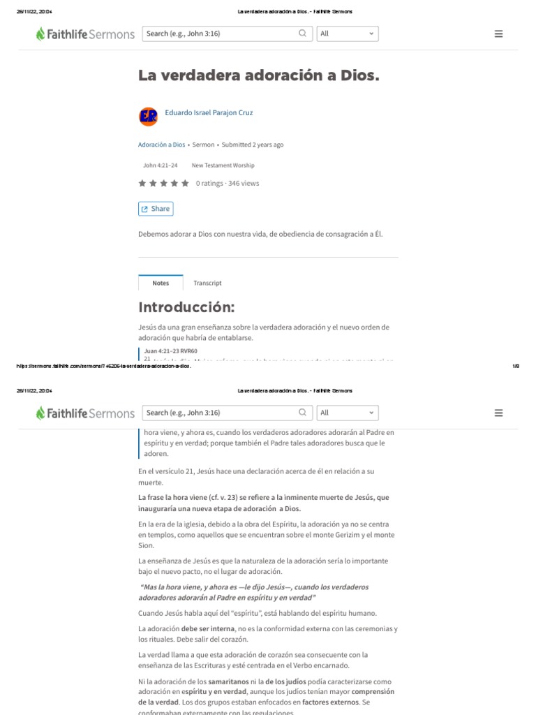 La Verdadera Adoración A Dios. - Faithlife Sermons | PDF | Jesús | Adoración