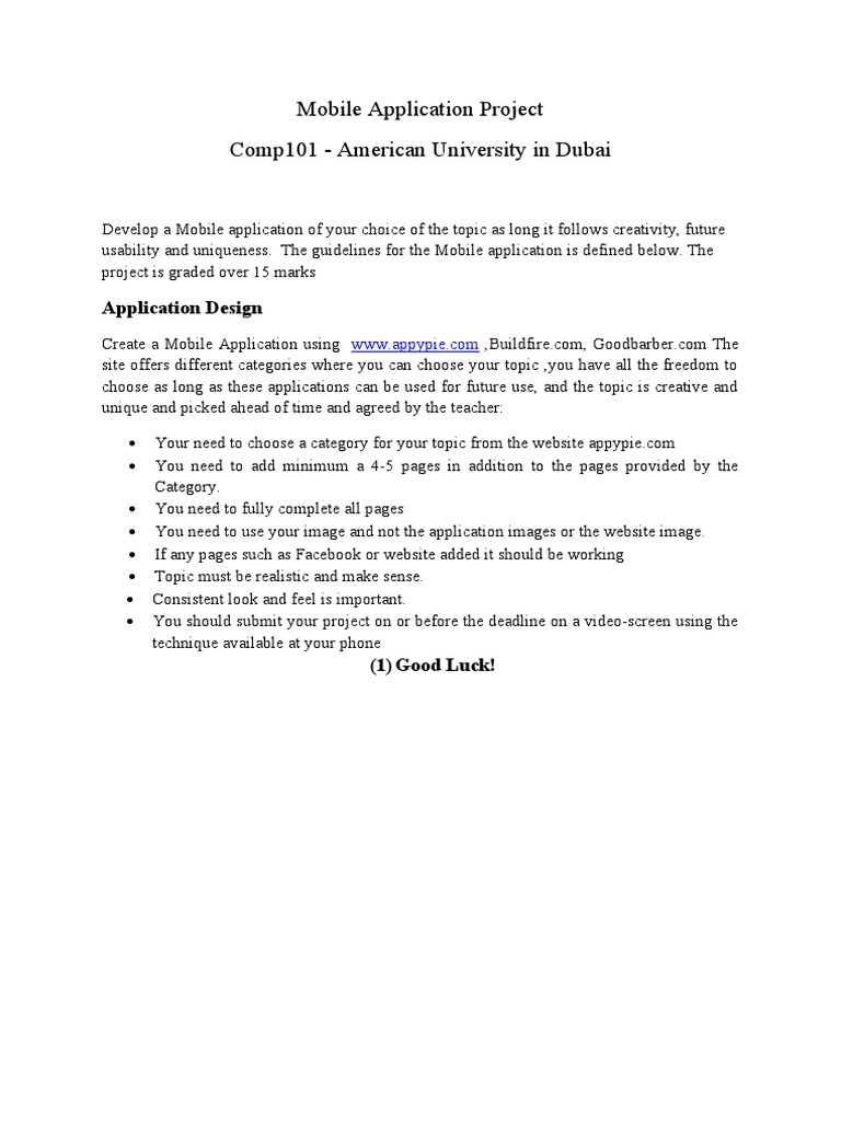 Project Mobile Application | PDF