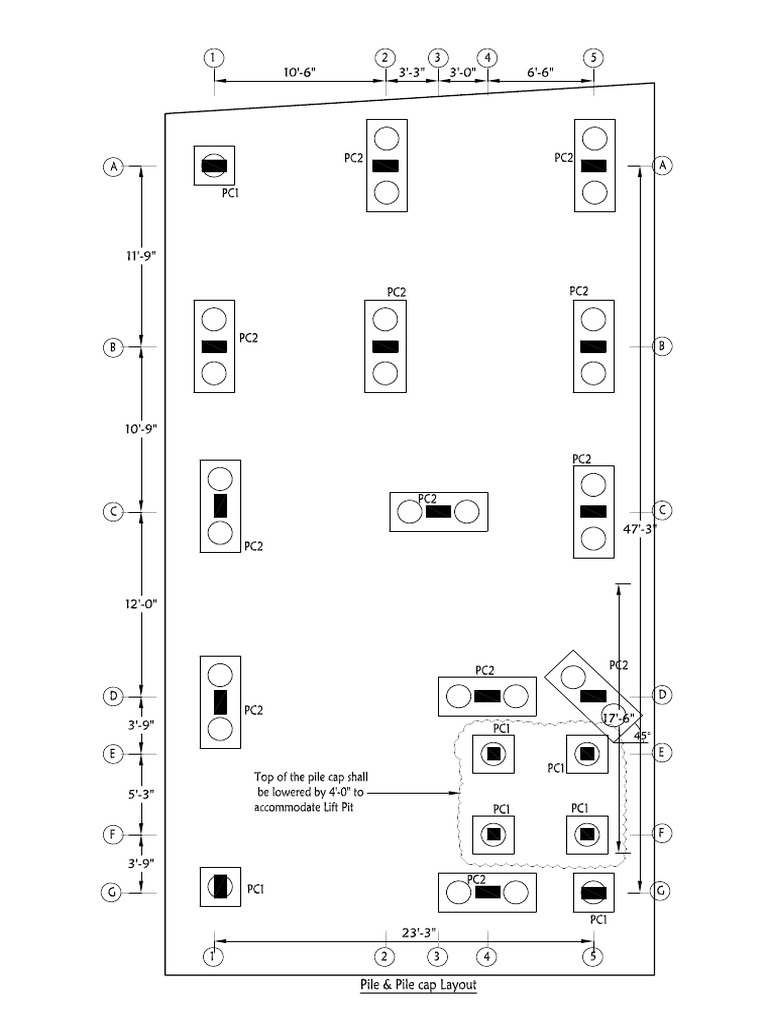 Pile & Pile Cap Drawing Model | PDF