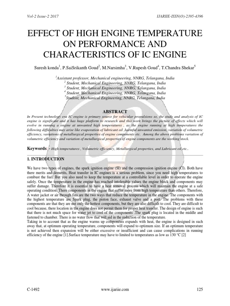 Effect of High Engine Temperature | PDF | Internal Combustion Engine ...