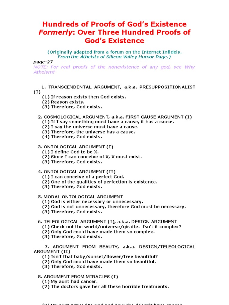 Proofs of God's Existence Explained | PDF | Existence Of God | Atheism