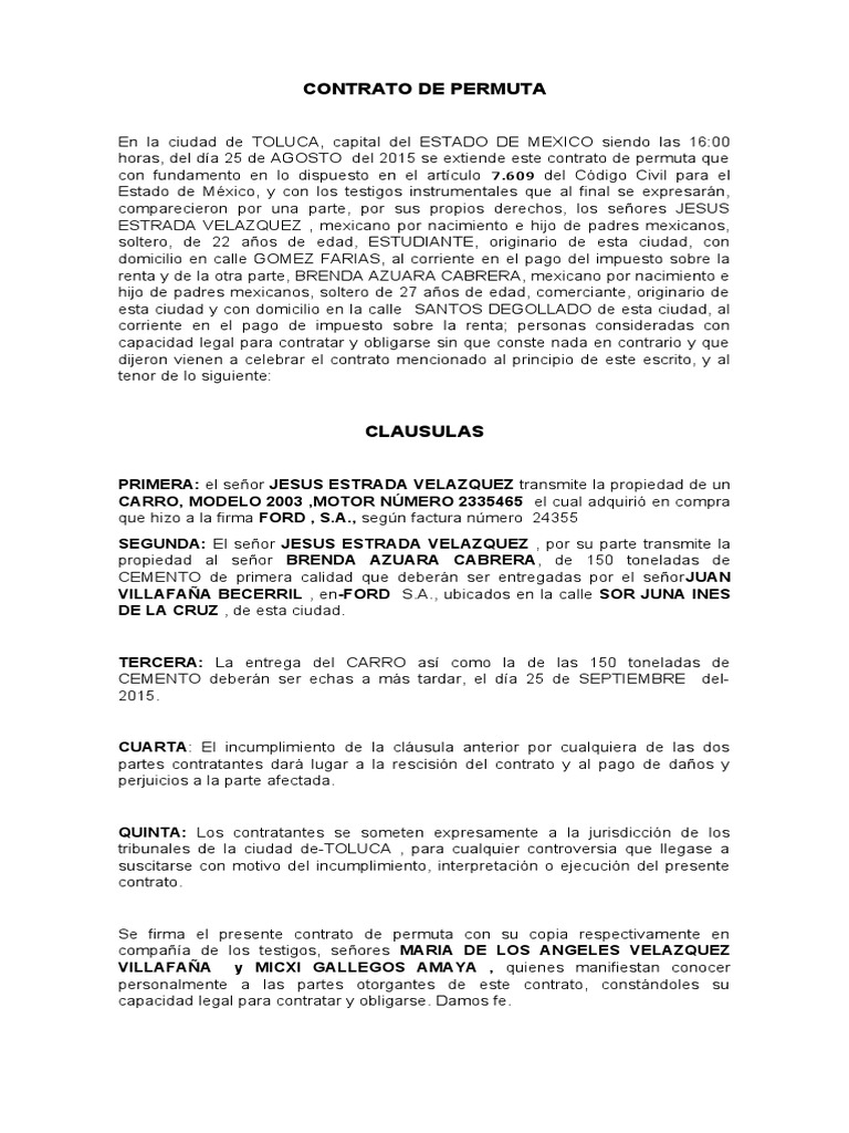 Contrato de Permuta | PDF