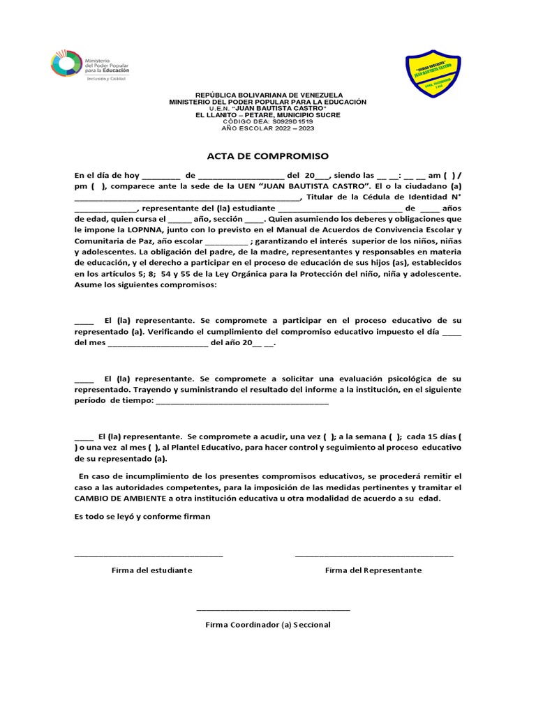 Acta de Compromiso | PDF