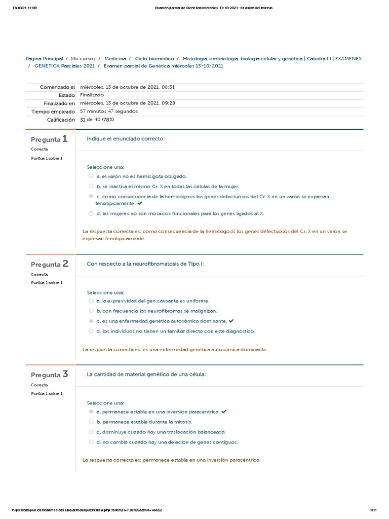 Examen Parcial de Genética 2 | PDF | Mutación | Gene