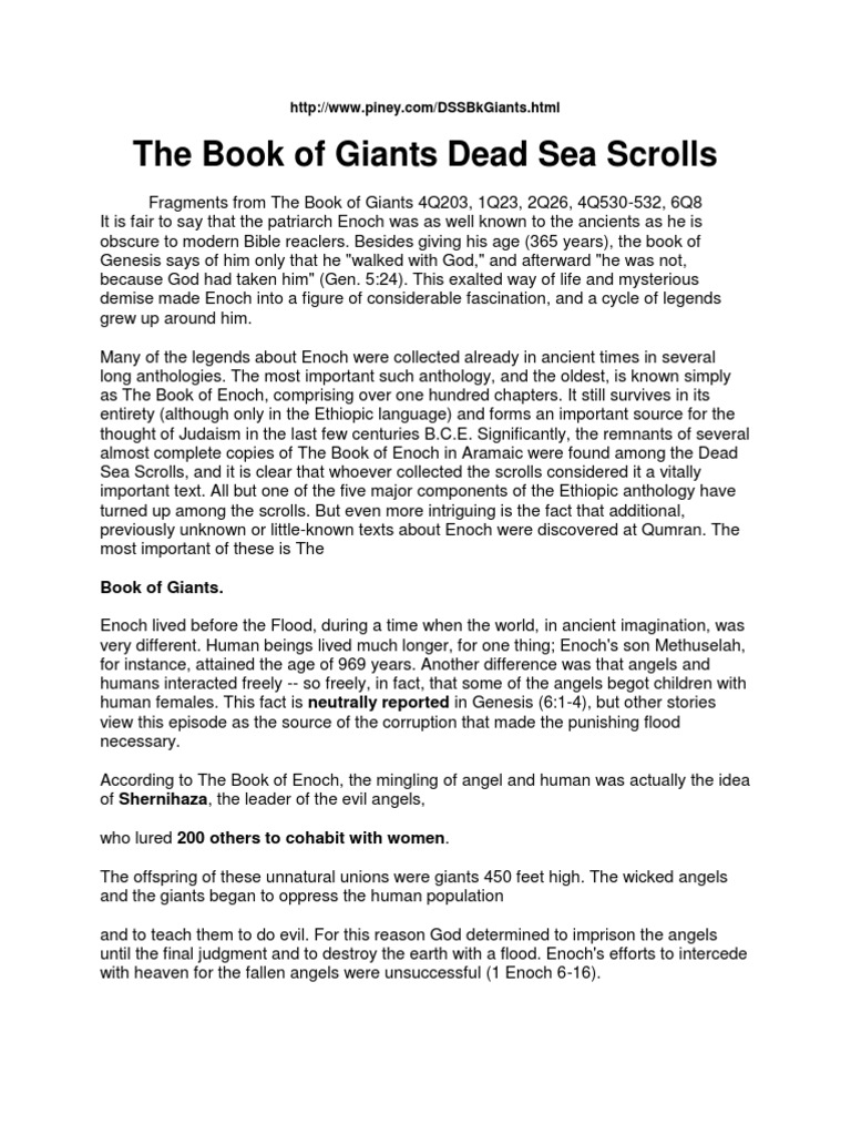 Book of Giants - Enoch | PDF | Enoch (Ancestor Of Noah) | Book Of Enoch Book of Giants - Enoch | PDF | Enoch (Ancestor Of Noah) | Book Of Enoch