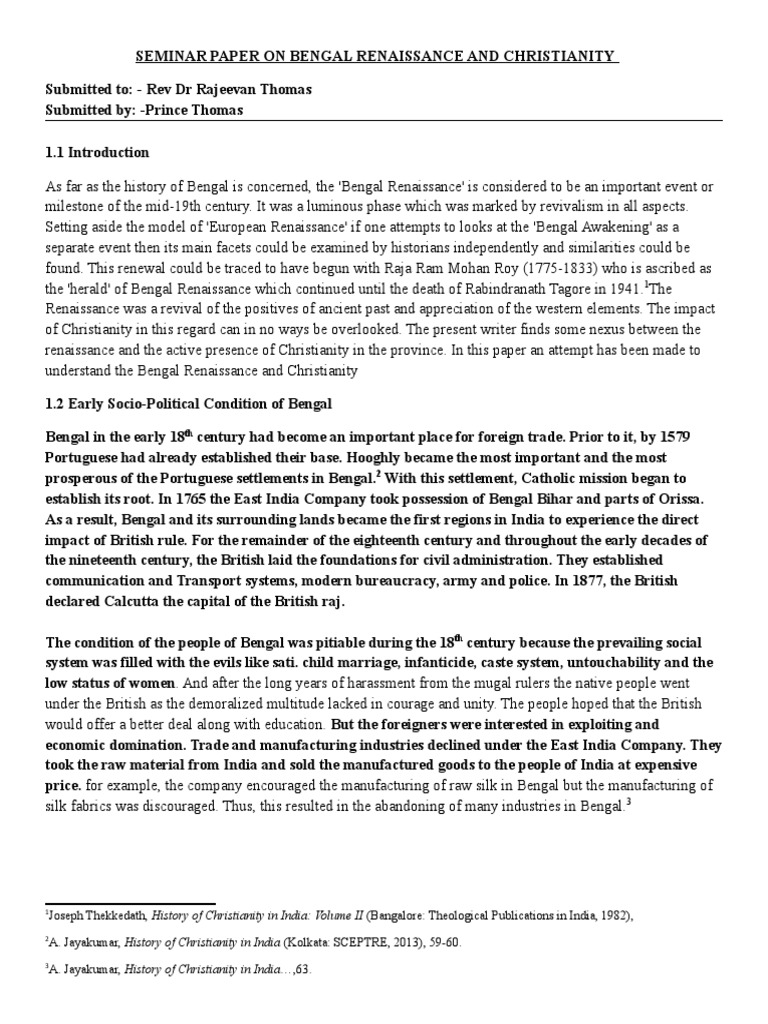 Bengal - Renaissance Seminar - Fin | PDF