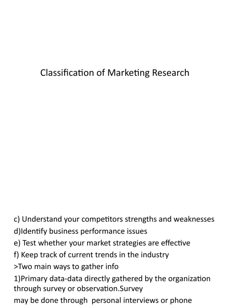 Classification of Marketing Research | PDF | Career & Growth | Business