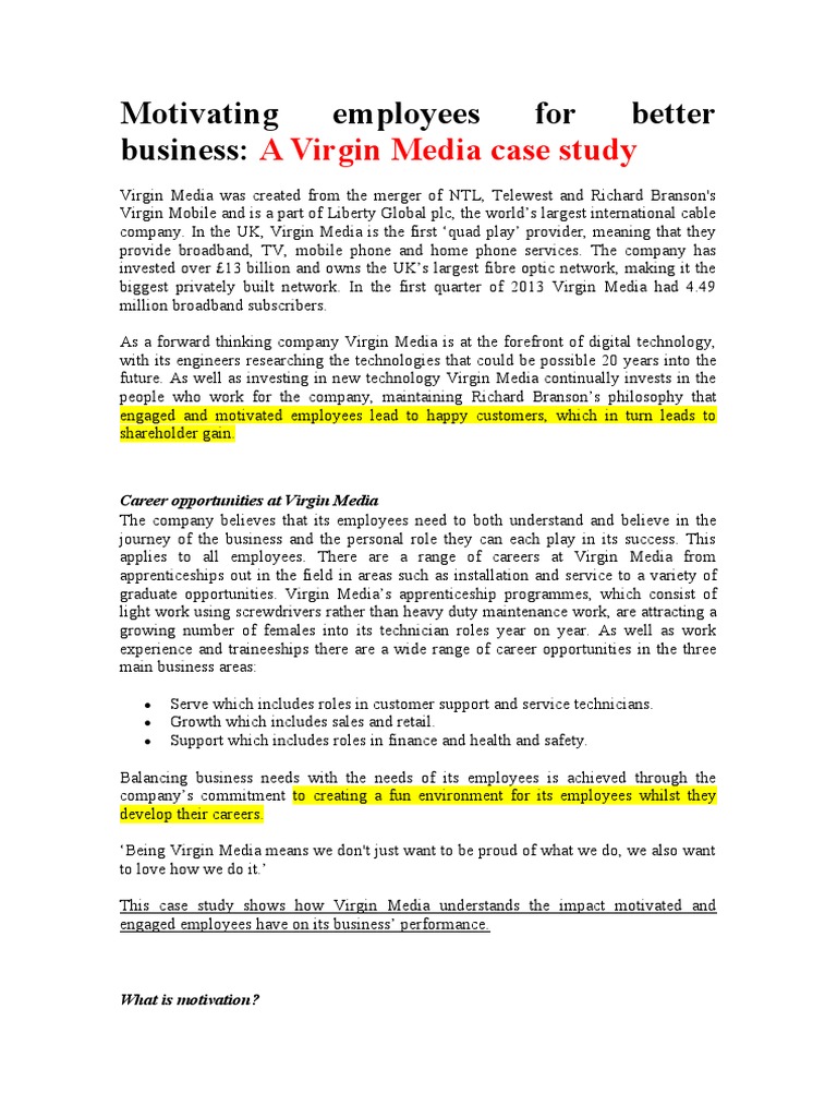 Motivation VIRGIN Case Study | PDF | Motivation | Motivational