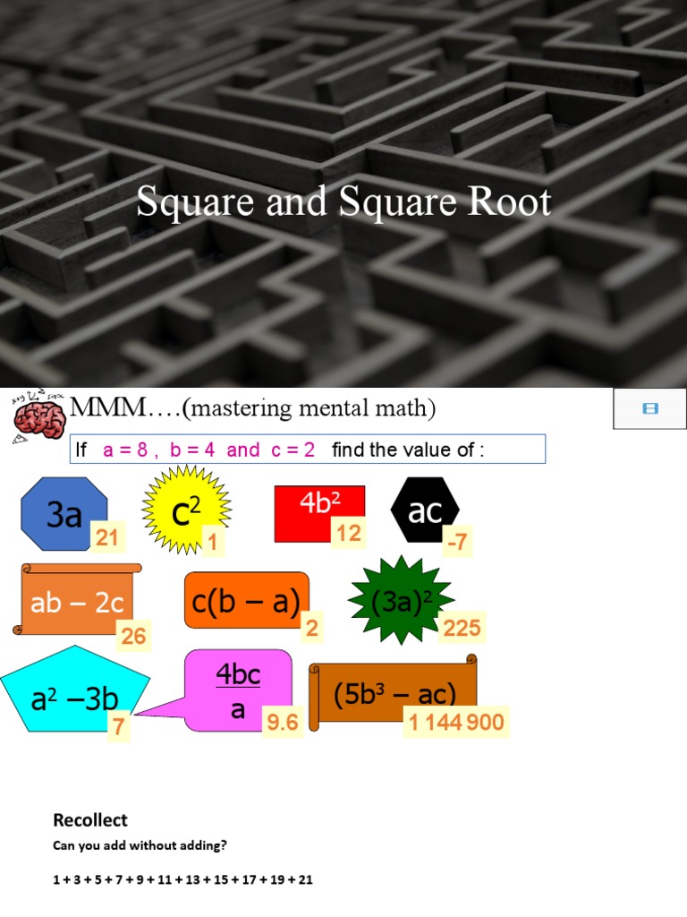 Understanding Square and Square Roots | PDF | Numbers | Square Root