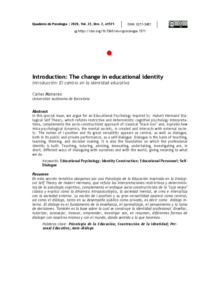 Introduction - The Change in Educational Identity | PDF | Sicología ...