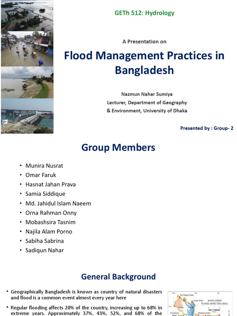 Flood Management Practices in Bangladesh by Group 2 | PDF | Flood | River