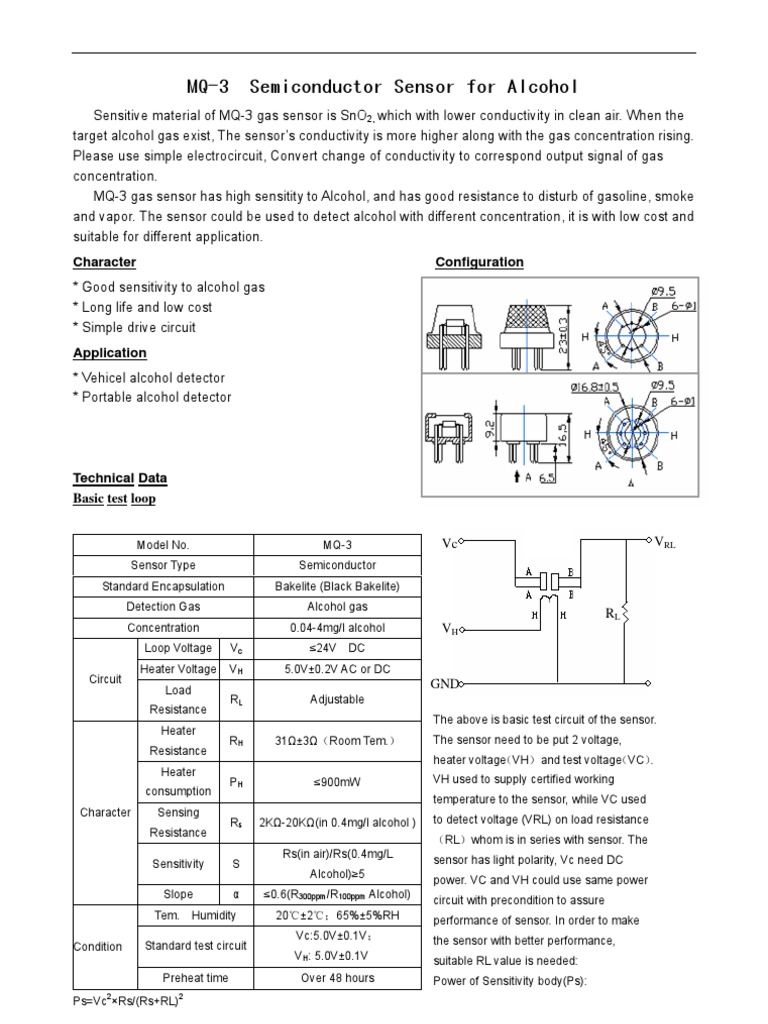 MQ3 | PDF | Sensor | Electrical Resistance And Conductance